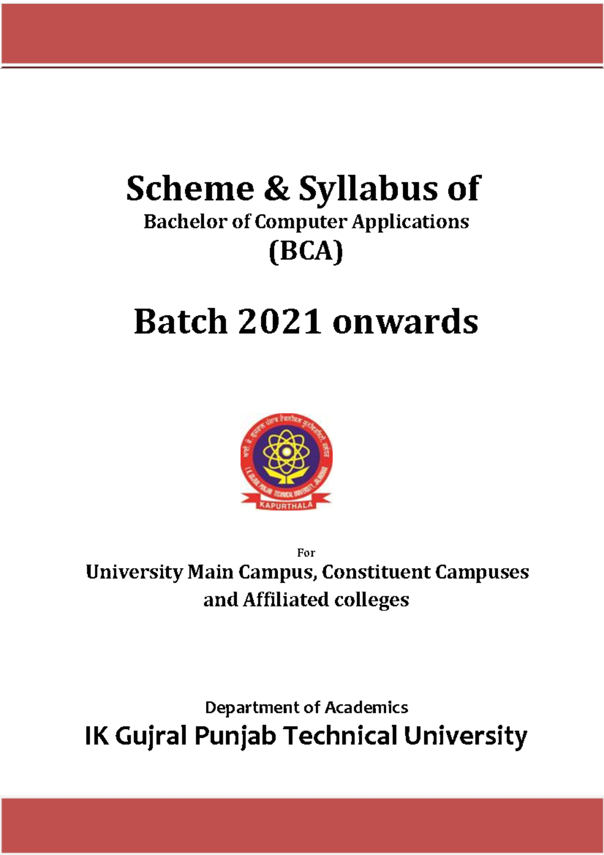 BCA-2021 - Syllabus - Bachelor of Computer Applications (BCA) Scheme ...