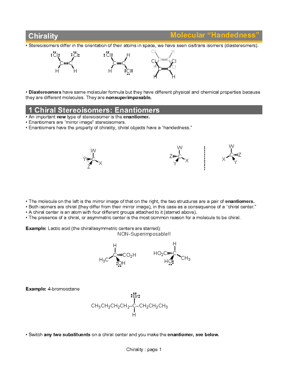 Chirality and Stereochemistry: Concepts and Examples (Chem 101) - Studocu
