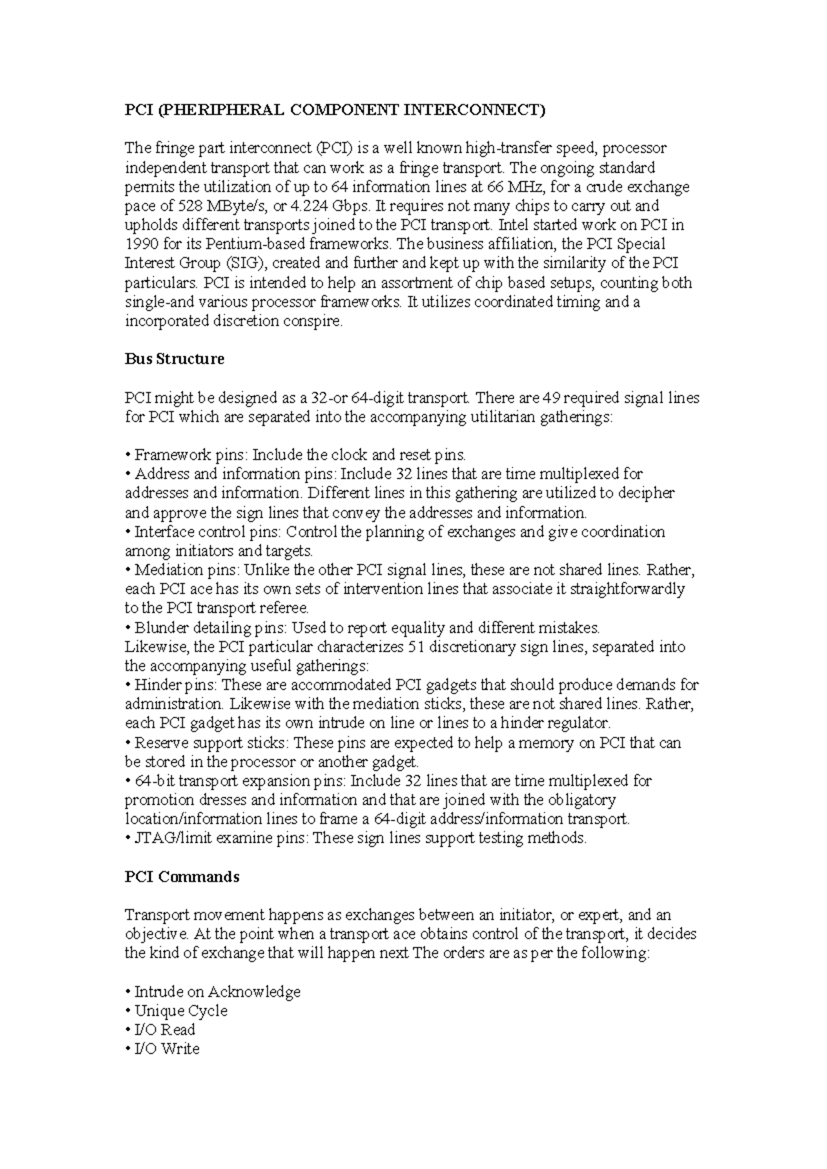 PCI (Peripheral Component Interconnect): Bus Structure & Commands ...