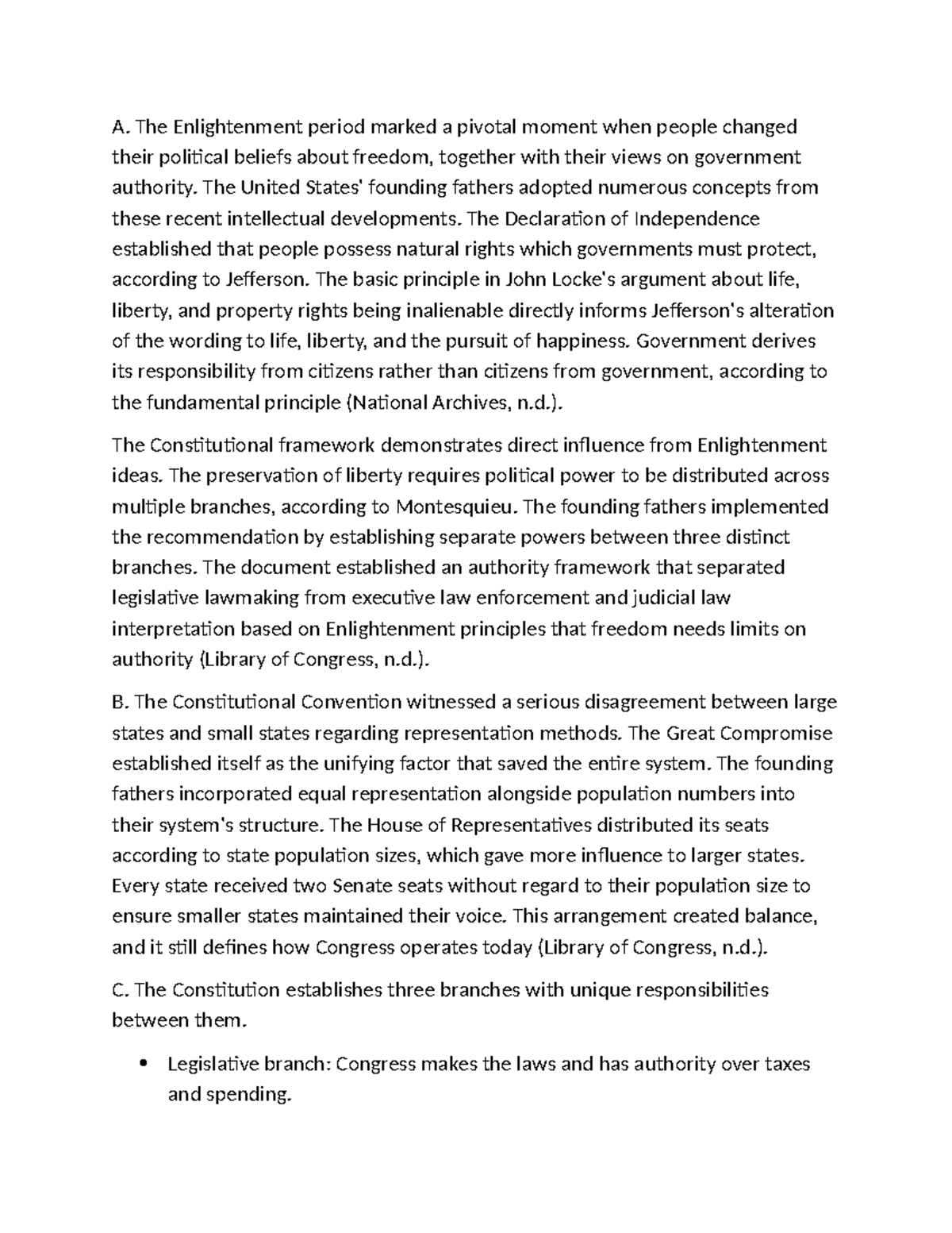 WGU C963 Task 1 - The Enlightenment's Influence on the Constitution ...