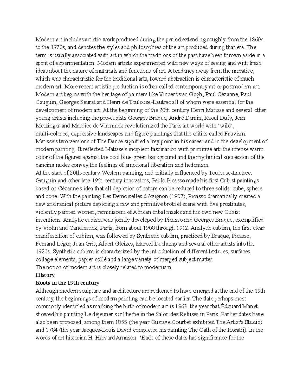 Modern Art: Lecture Notes on Key Movements and Influential Artists ...