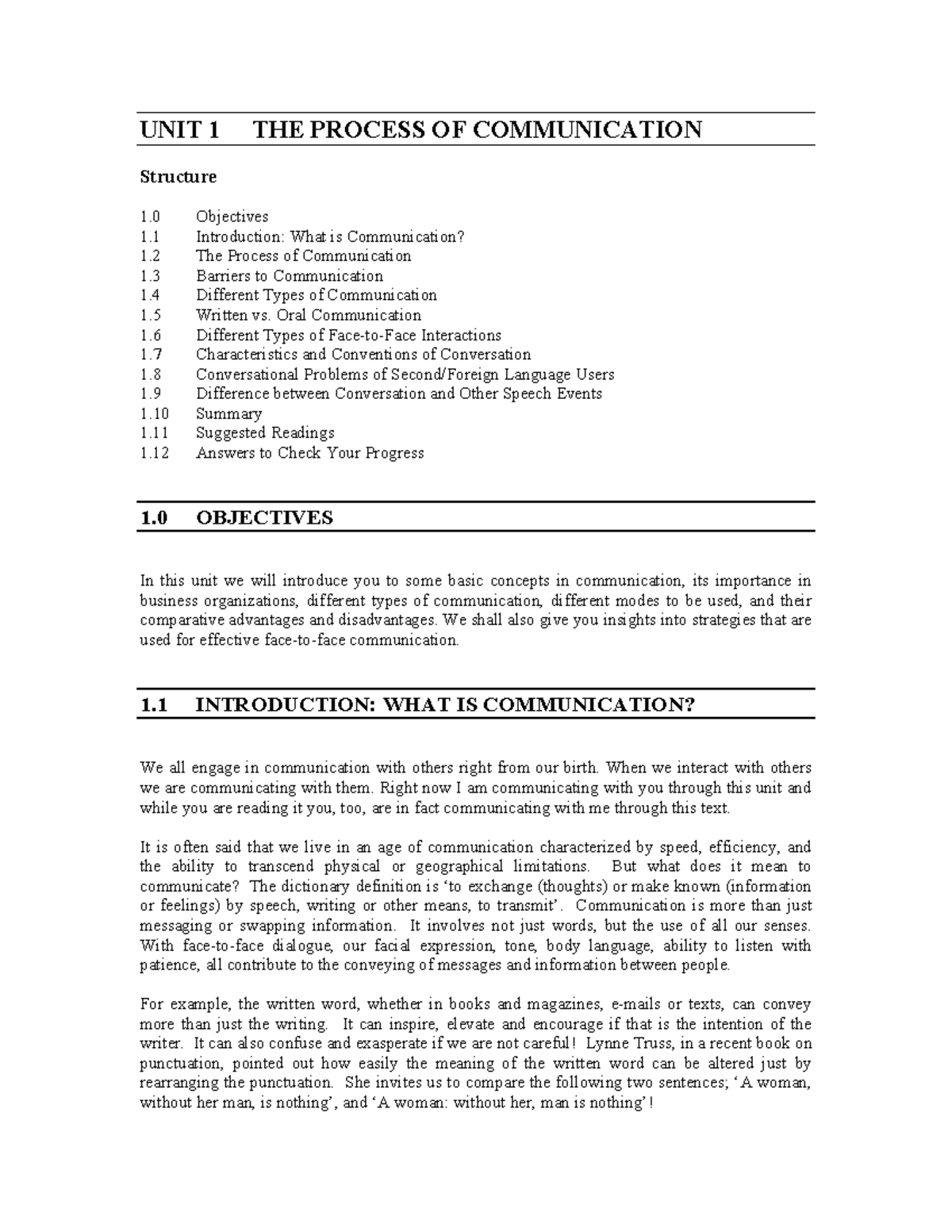Block-1 MS-015 Unit-1 - IGNOU MCA - UNIT 1 THE PROCESS OF COMMUNICATION Structure 1 Objectives 1 ...
