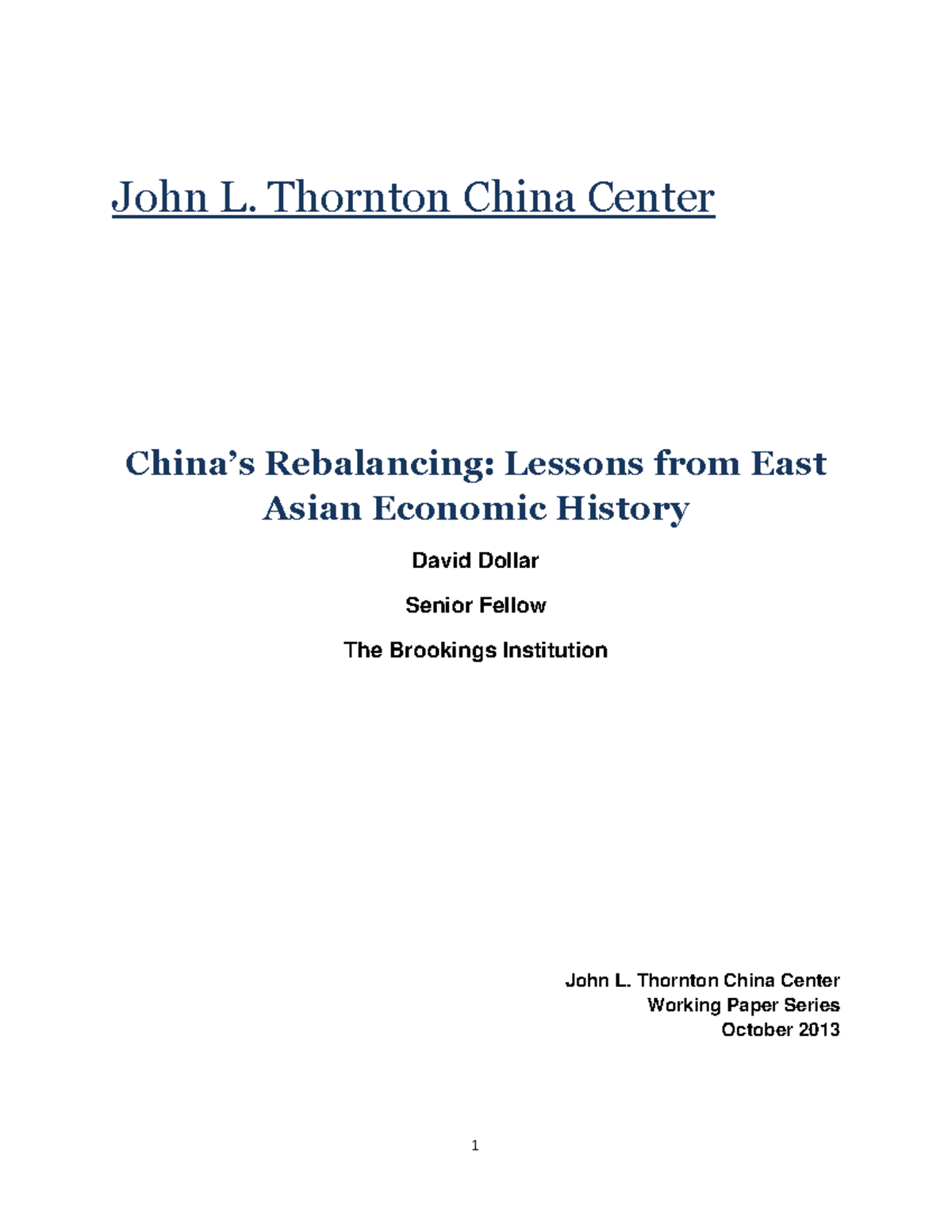 China's Economic Rebalancing: Lessons from East Asia (ECO 101) - Studocu
