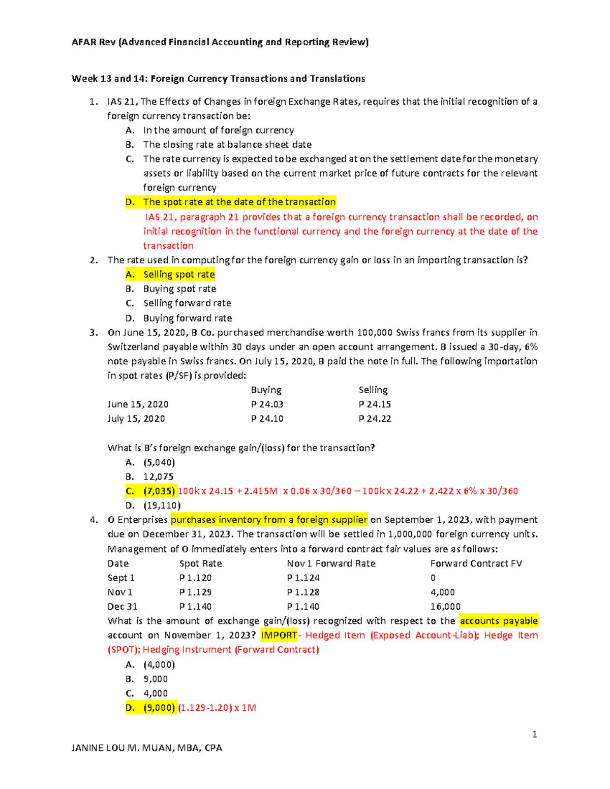 AFAR Rev (Advanced Financial Accounting and Reporting Review) Weeks 13 ...