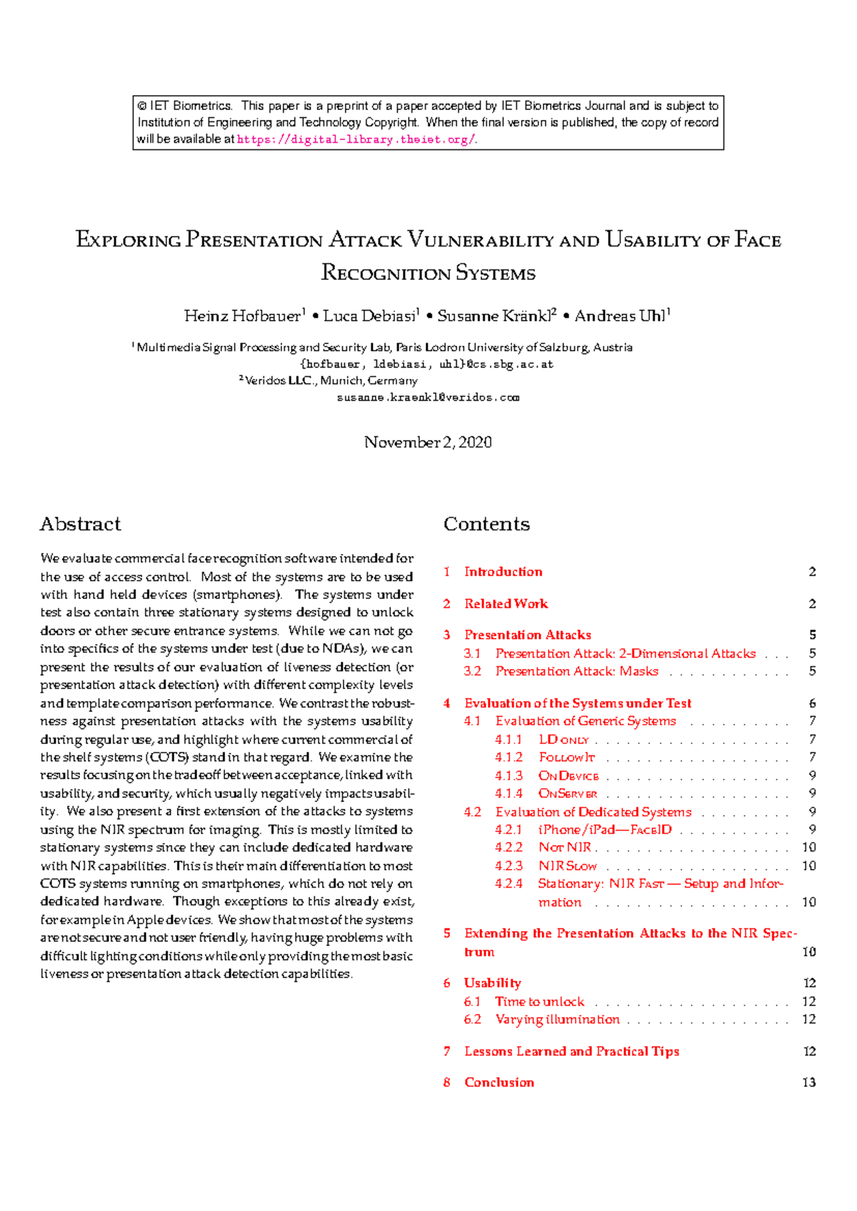 Exploring Presentation Attack Vulnerability in Face Recognition Systems ...