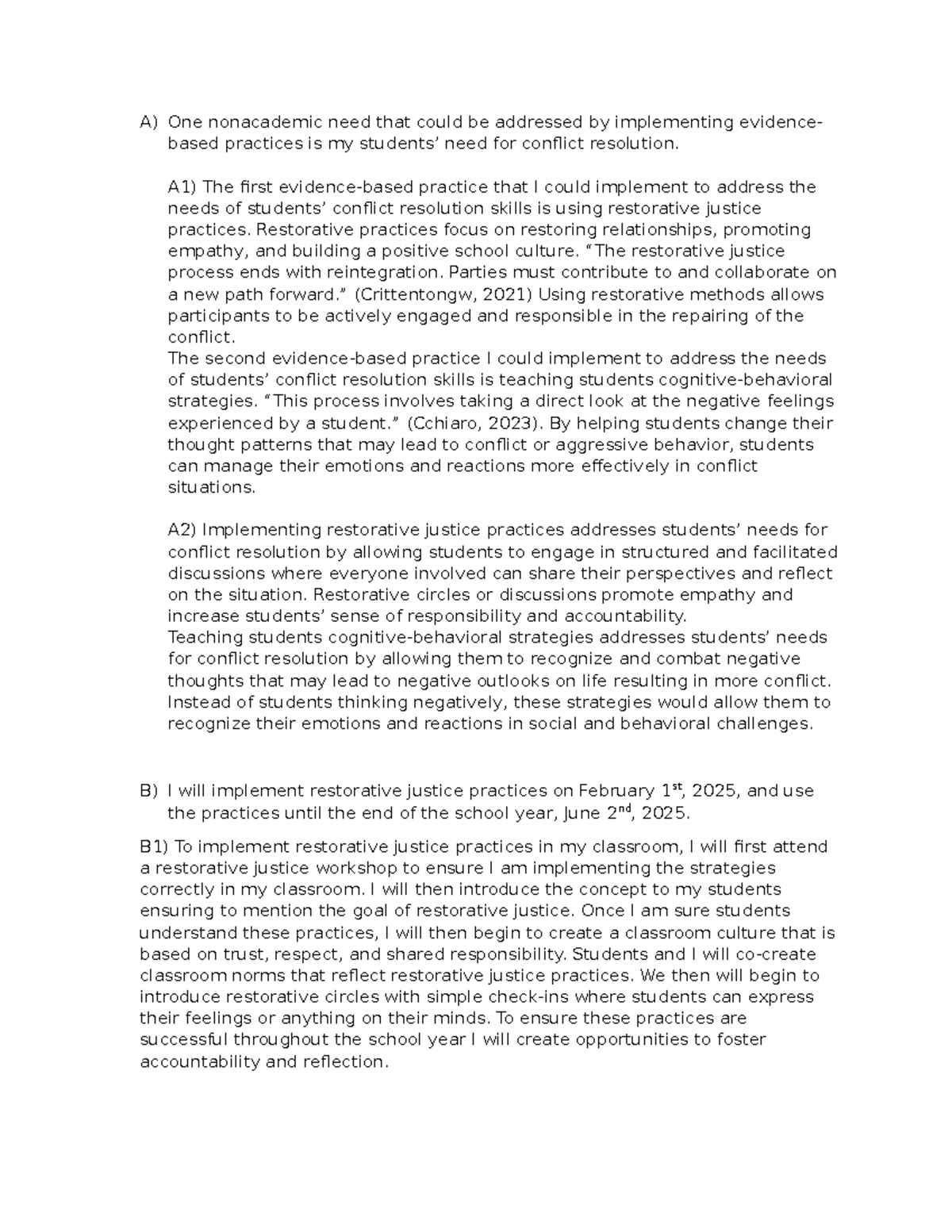 Assignment 3: Implementing Conflict Resolution Strategies in Class - Studocu