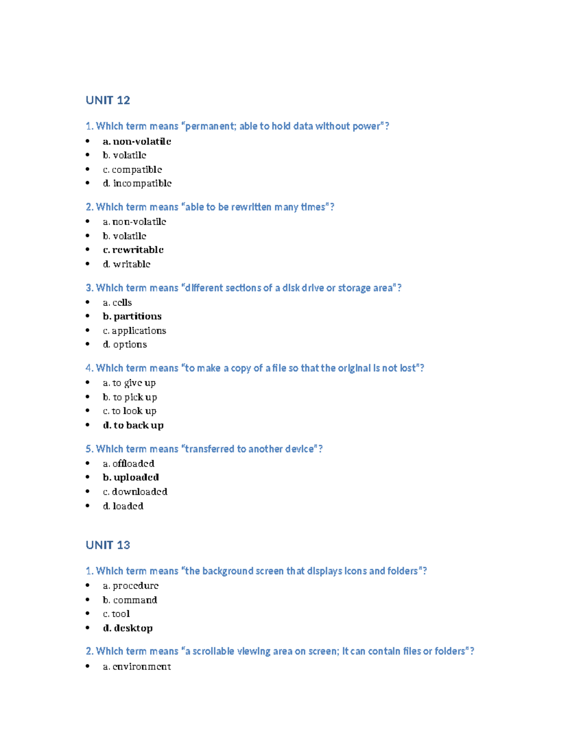 S3 - Unit 12 to 17 Exam Review and Study Questions - Studocu