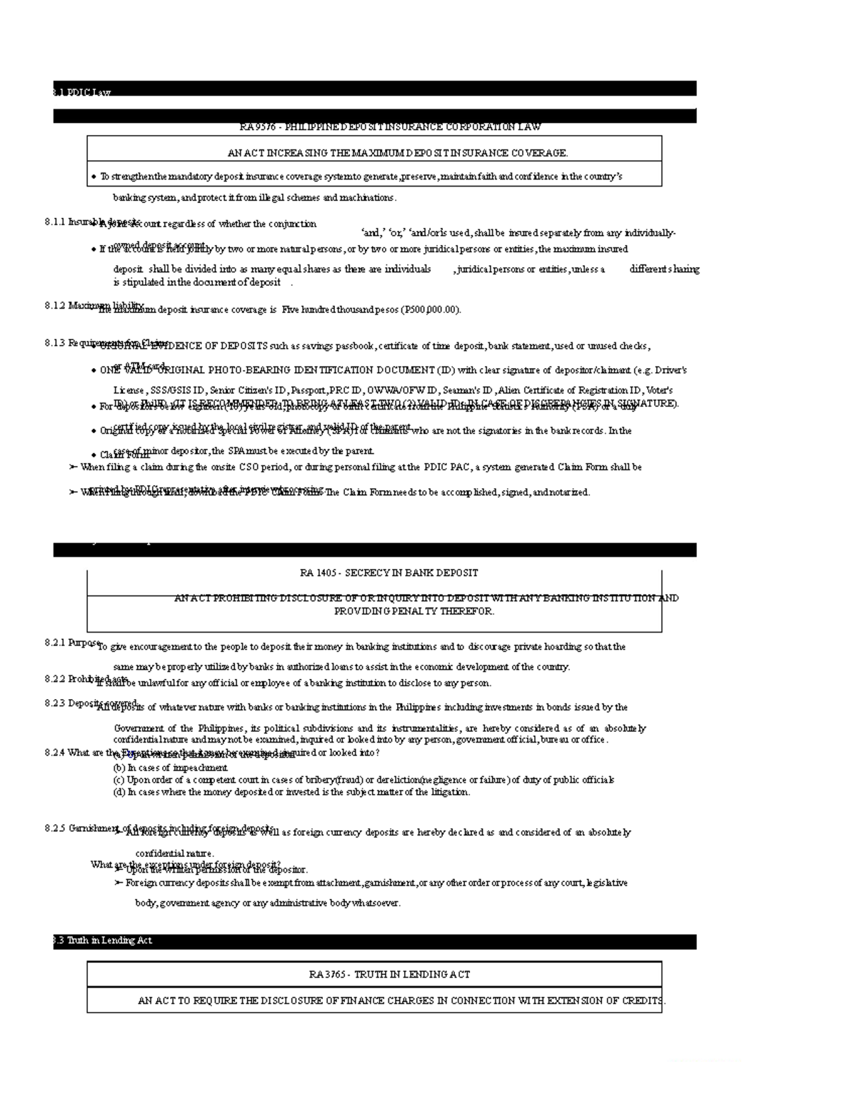 LAW ON OTHER BUSINESS TRANSACTIONS: PDIC, AMLA, & IP Laws (8.0) - Studocu