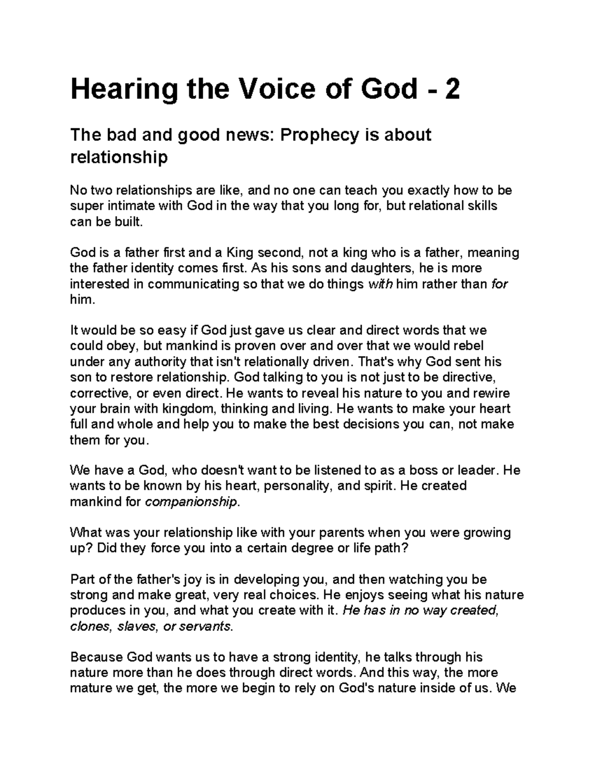 Hearing the Voice of God: Understanding Prophecy & Relationship - Part ...