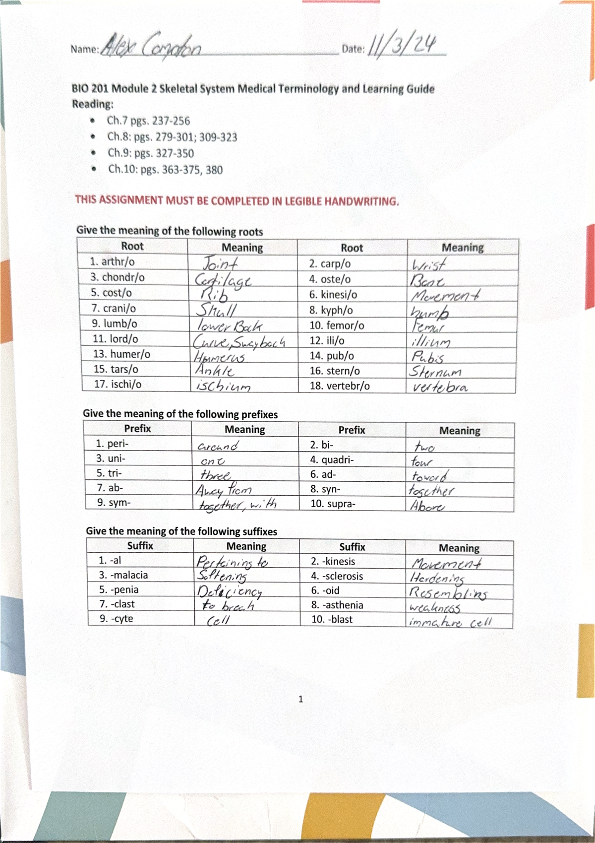 BIO 201 Module 2 Study Guide: Skeletal System Terminology & Concepts ...