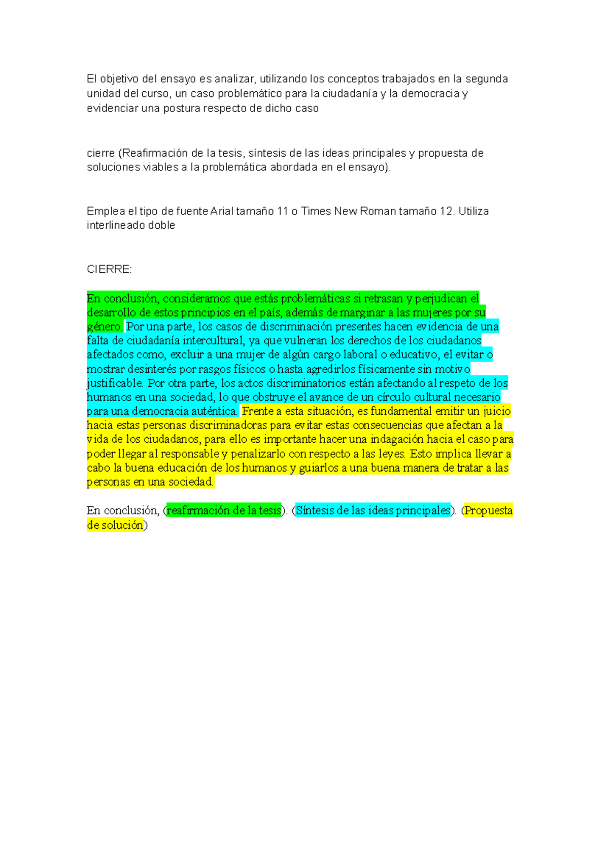 Cierre CYRE TA2 - EEEEEEEEEEEEEEEEEEEEEEEEEEEE - El objetivo del ensayo ...