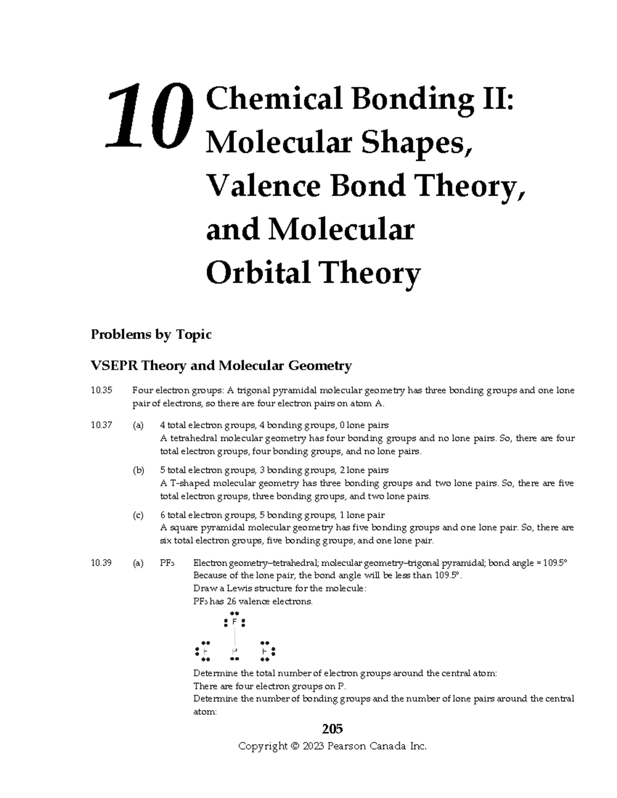 M10 TRO - Molecular Shapes and Bonding Theories Problems Solutions ...