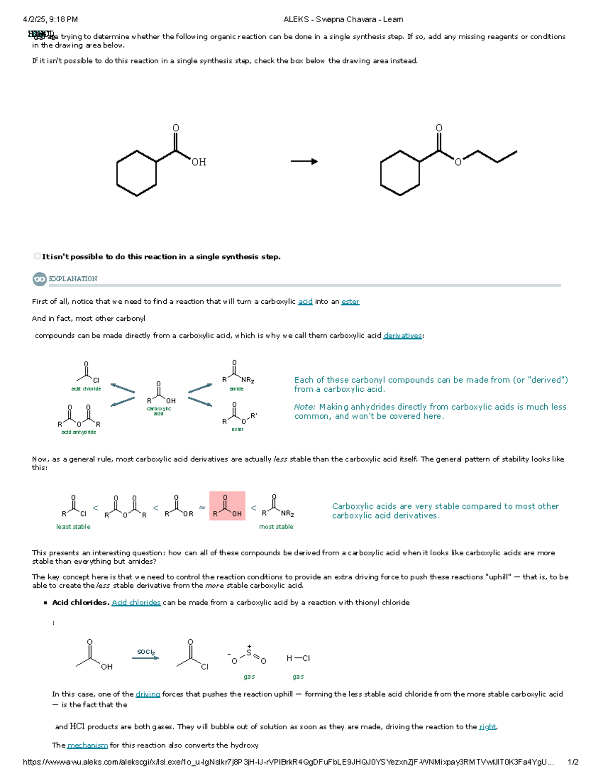 CHEM Chapter 19: Organic Reactions and Carboxylic Acid Derivatives ...