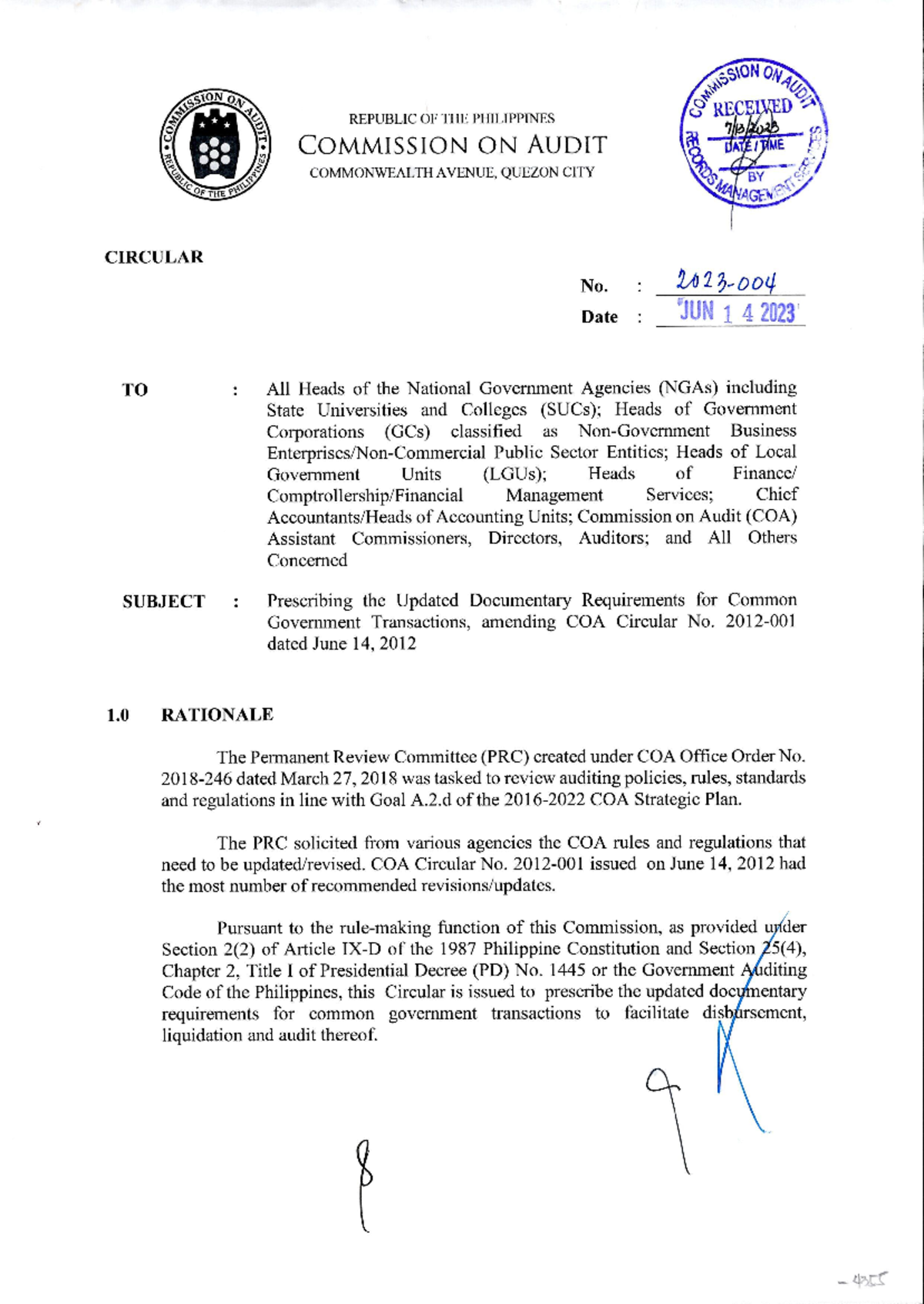 COA- Circular-NO - about coa circulars - CIRCULAR REPUBLIC OF THE PHILIPPINES COMMISSION ON ...