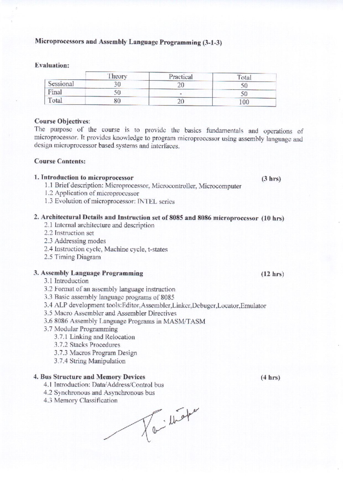 Microprocessor and Assembly Lanaguage Prog course outline ...
