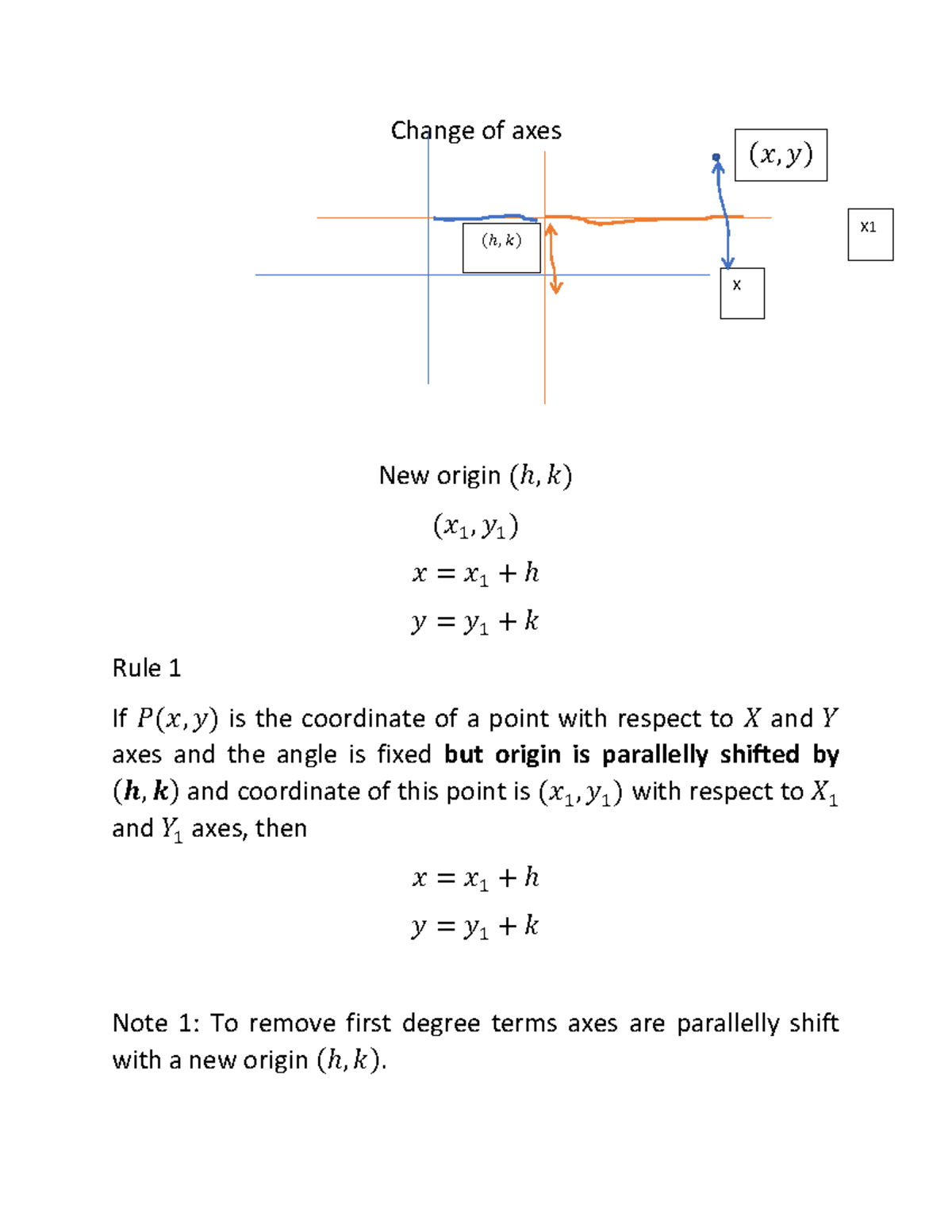 Change of Axes: Lecture Notes on Coordinate Transformations - Studocu