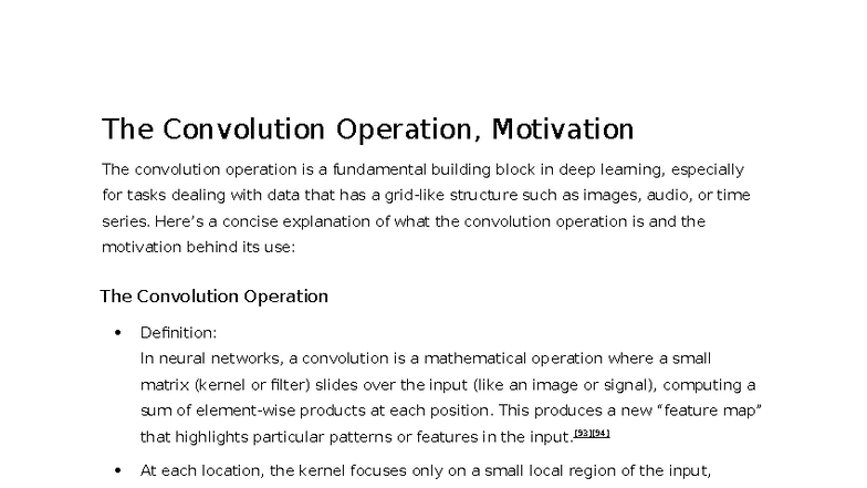 Deep Learning Notes: The Convolution Operation Explained - Studocu
