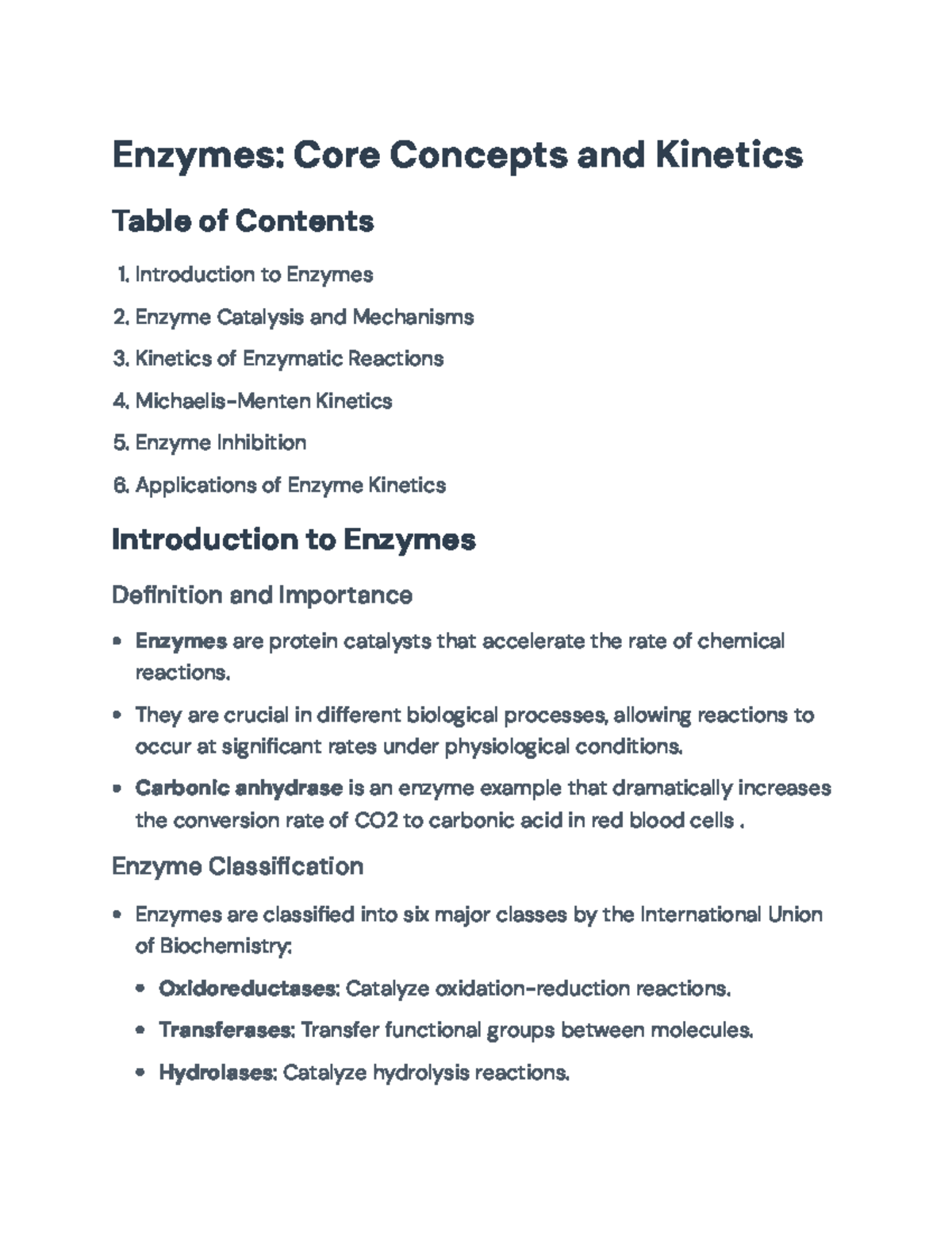 Enzymes: Concepts, Mechanisms, Kinetics, and Applications - Biochem 101 - Enzymes: Core Concepts ...