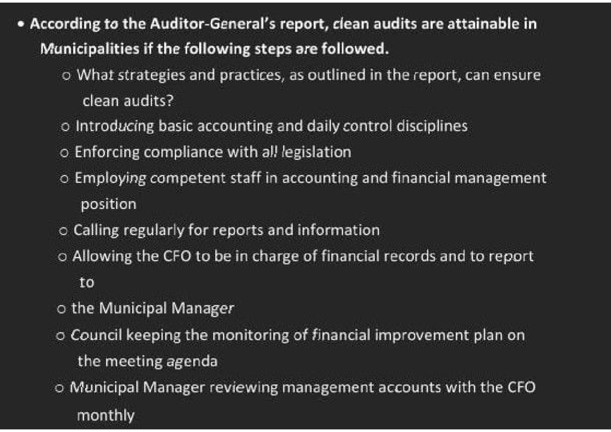 Strategies for Achieving Clean Audits in Municipal Admin - Studocu
