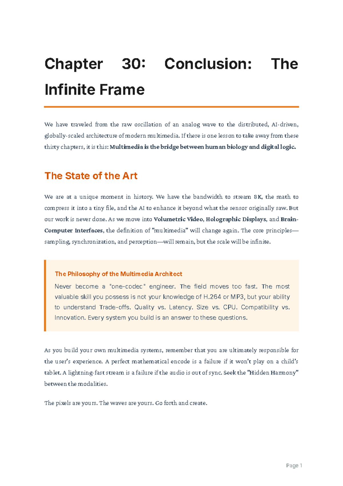 Chapter 30: Conclusion on The Infinite Frame in Multimedia - Studocu