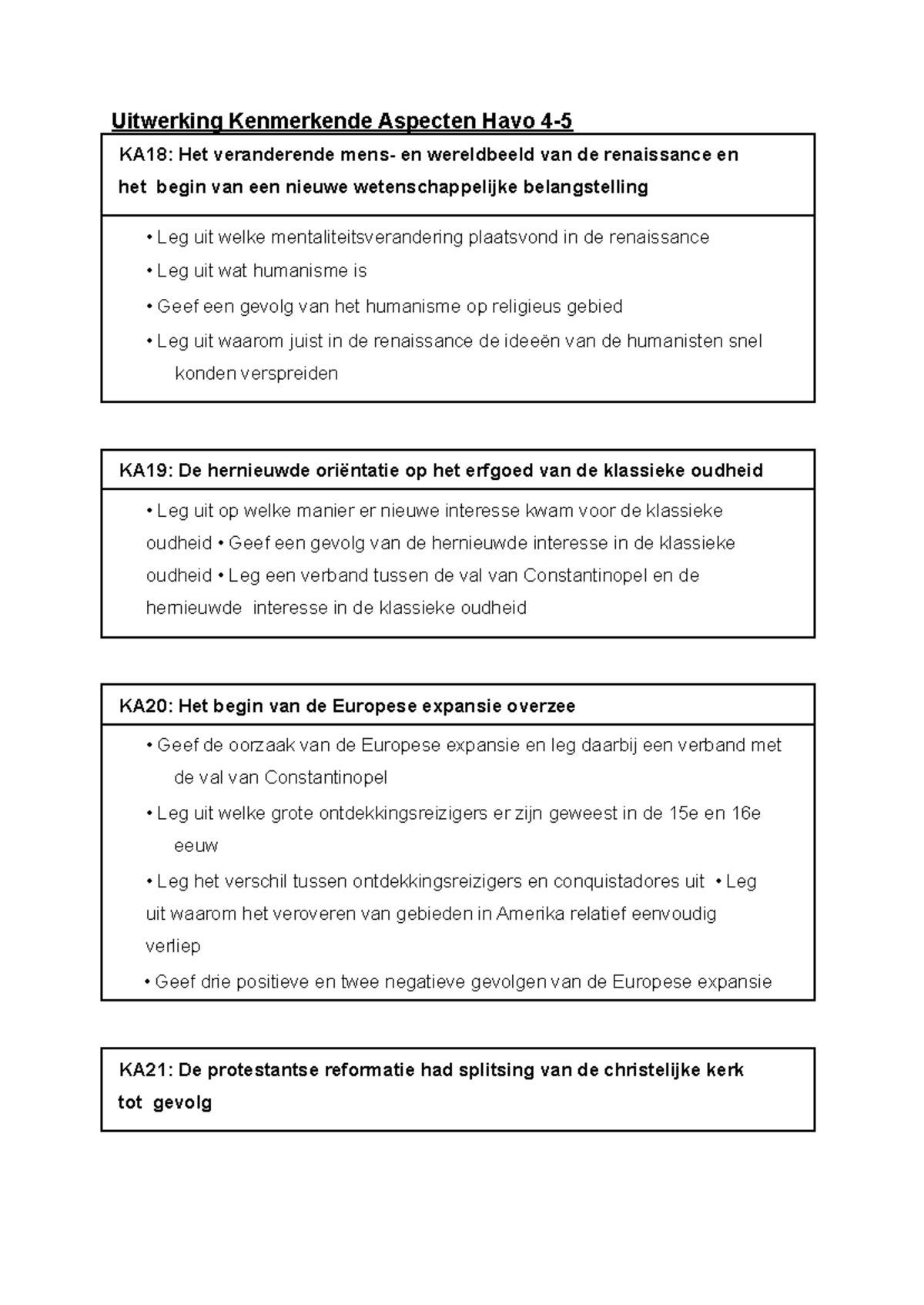 Havo 4-5 - Kenmerkende Aspecten: Een Overzicht van Belangrijke Thema's ...