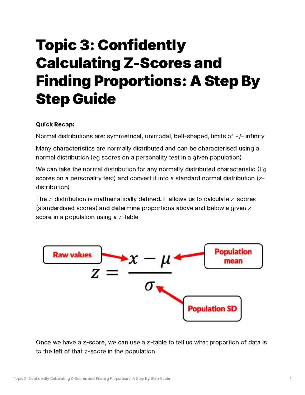 Topic 3: Confidently Calculating Z-Scores & Proportions - A Step-by ...