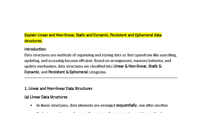 Data Structures Overview: Linear, Static, Dynamic, Persistent ...