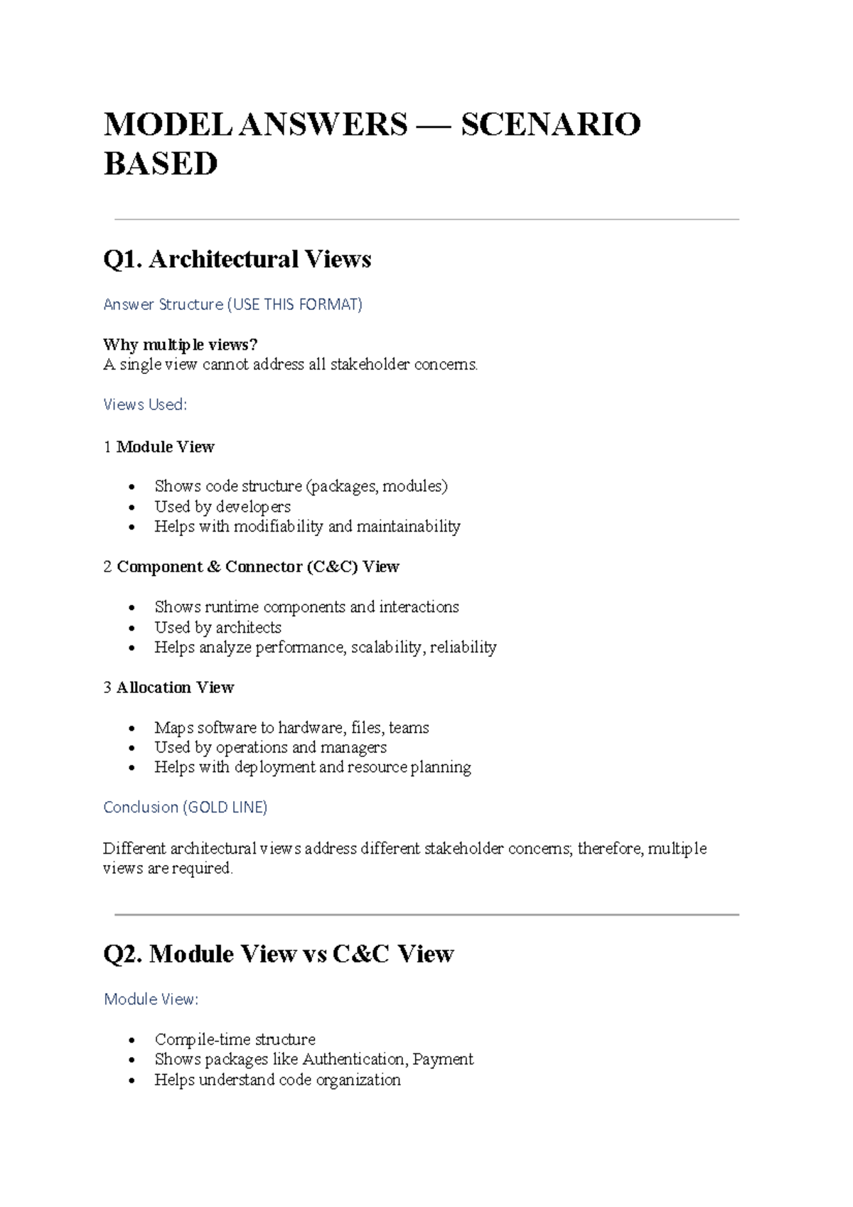 Final Exam Answers: Architectural Views & Microservices (CS101) - Studocu