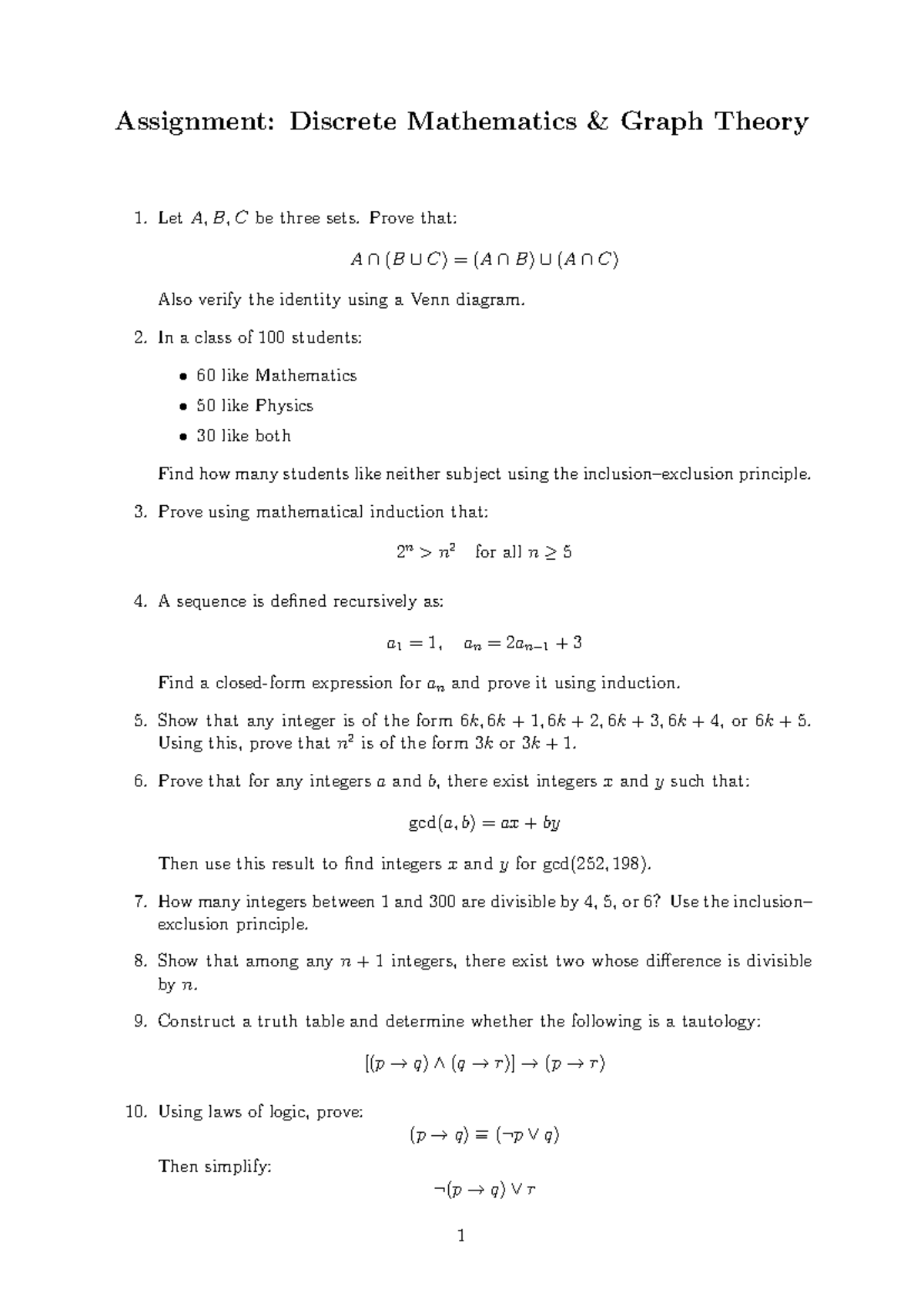 DM Makeup Assignment - Graph Theory & Logic Proofs Notes - Studocu