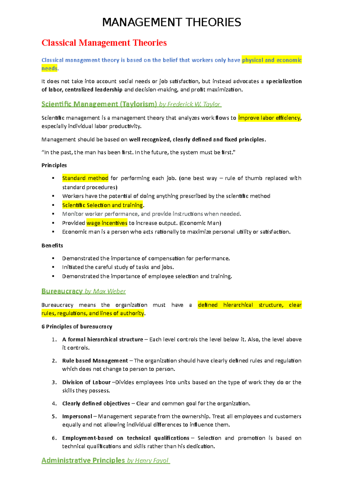 Chapter 2 - Overview of Key Management Theories in Practice - Studocu