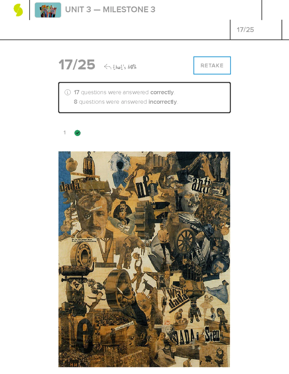 Art History II Milestone 1 - UNIT 1 — MILESTONE 1 Score 18/ You passed ...