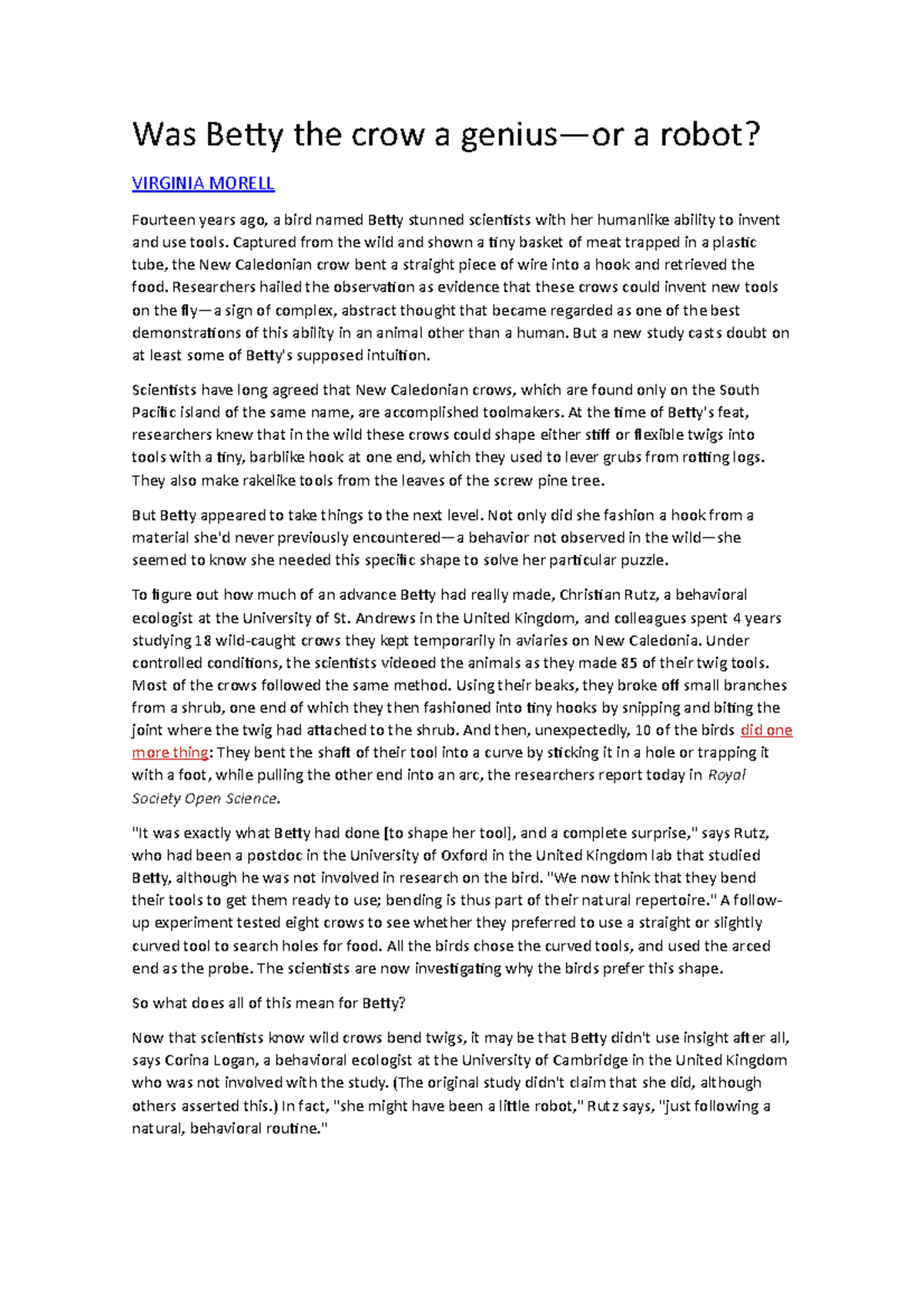 Was Betty the crow a genius - Captured from the wild and shown a tiny ...