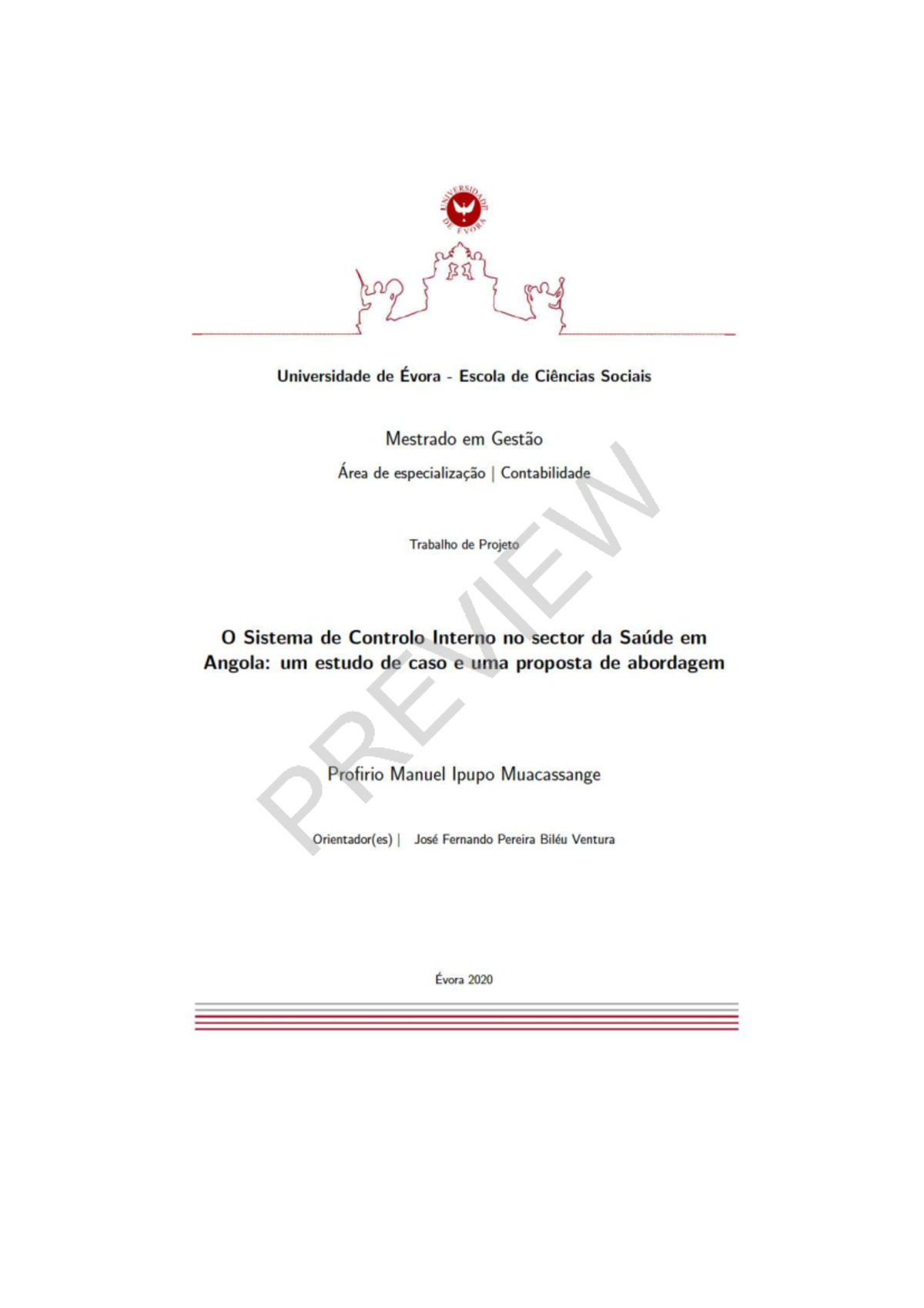 Sistema de Controlo Interno em Saúde: Estudo de Caso em Angola - Studocu