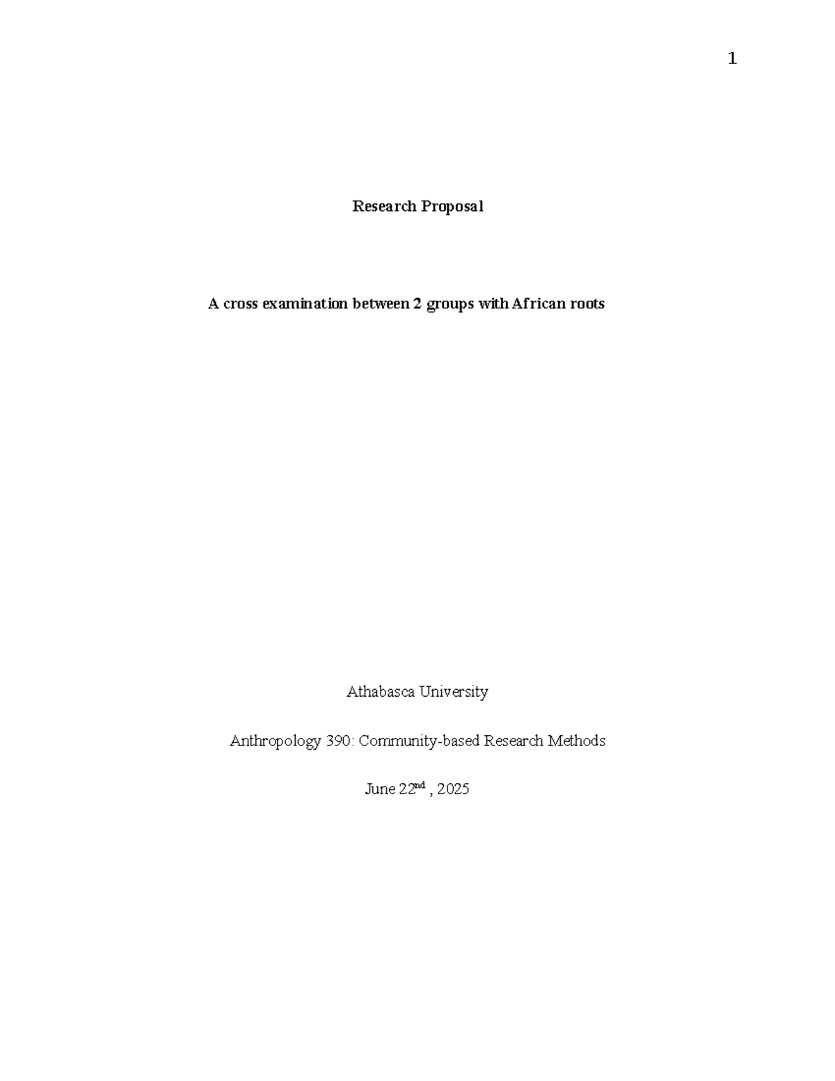 ANTH 390: Research Proposal on African Cultural Identity in Canada ...