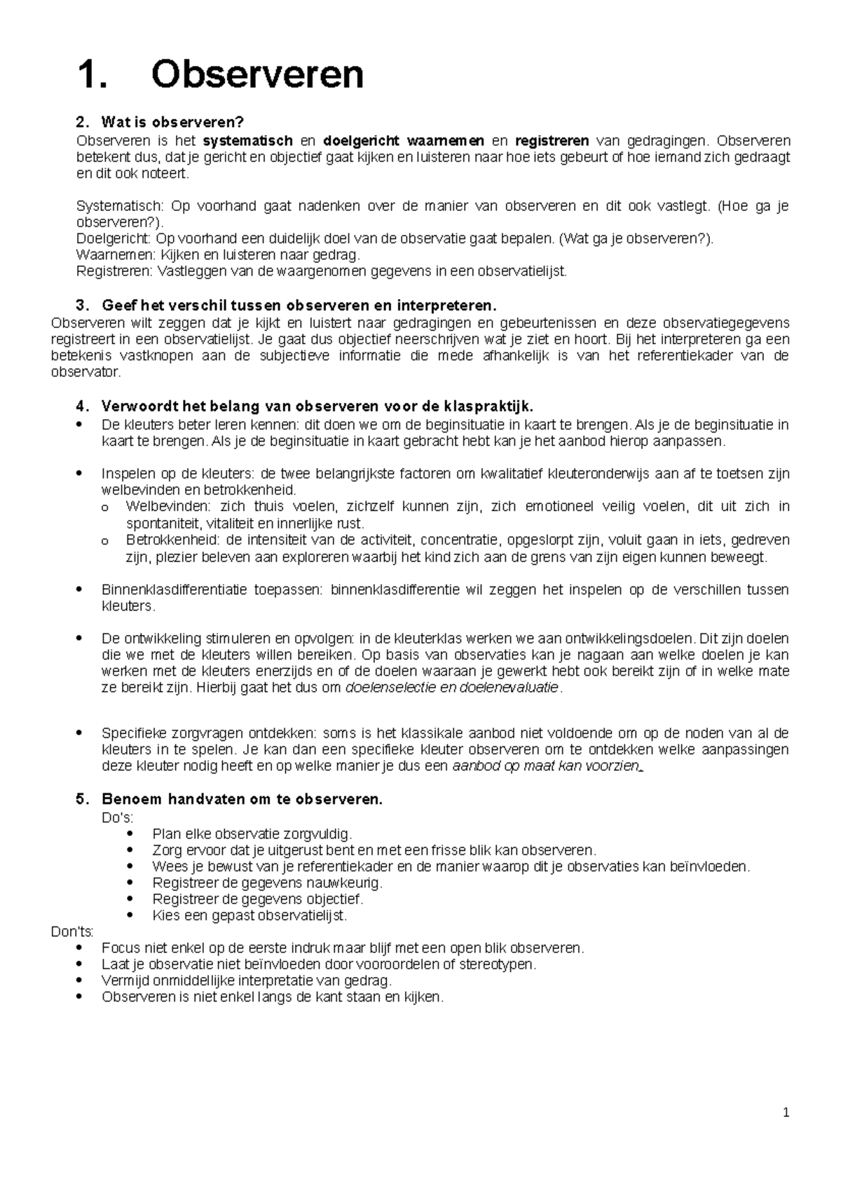 Samenvatting Over Observeren en Welbevinden in de Klaspraktijk - Studocu