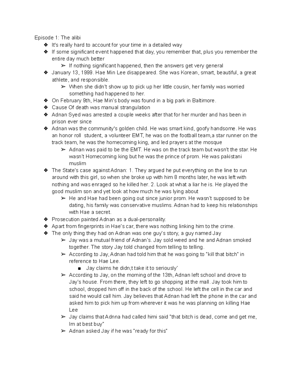 Yellowdig Serial Podcast Notes - Episode 1: The alibi It's really hard ...