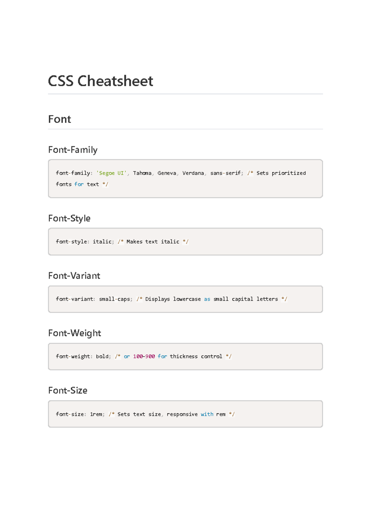 CSS Cheatsheet: Essential Properties & Techniques for Web Design - Studocu