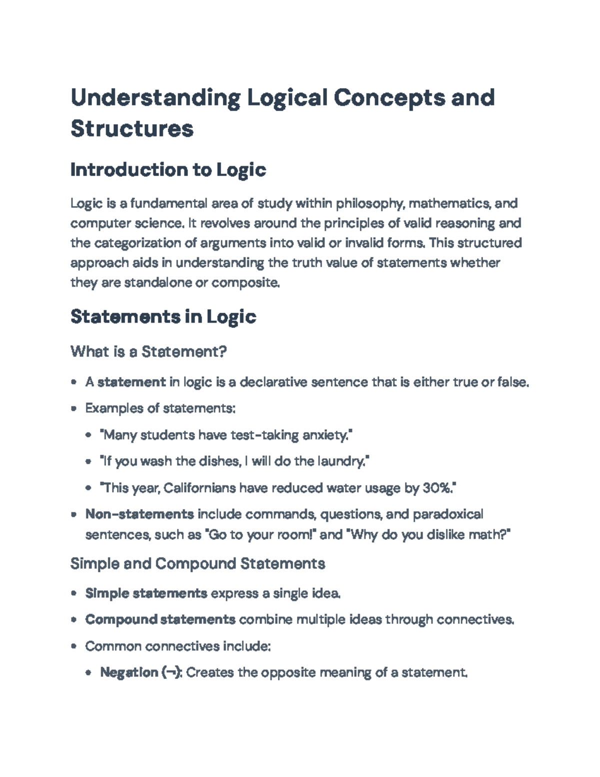 Understanding Logical Concepts: Statements, Truth Tables & Fallacies ...