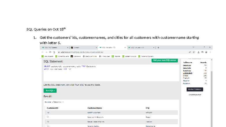 SQL Queries on Oct 18th - Customer and Product Details - Studocu