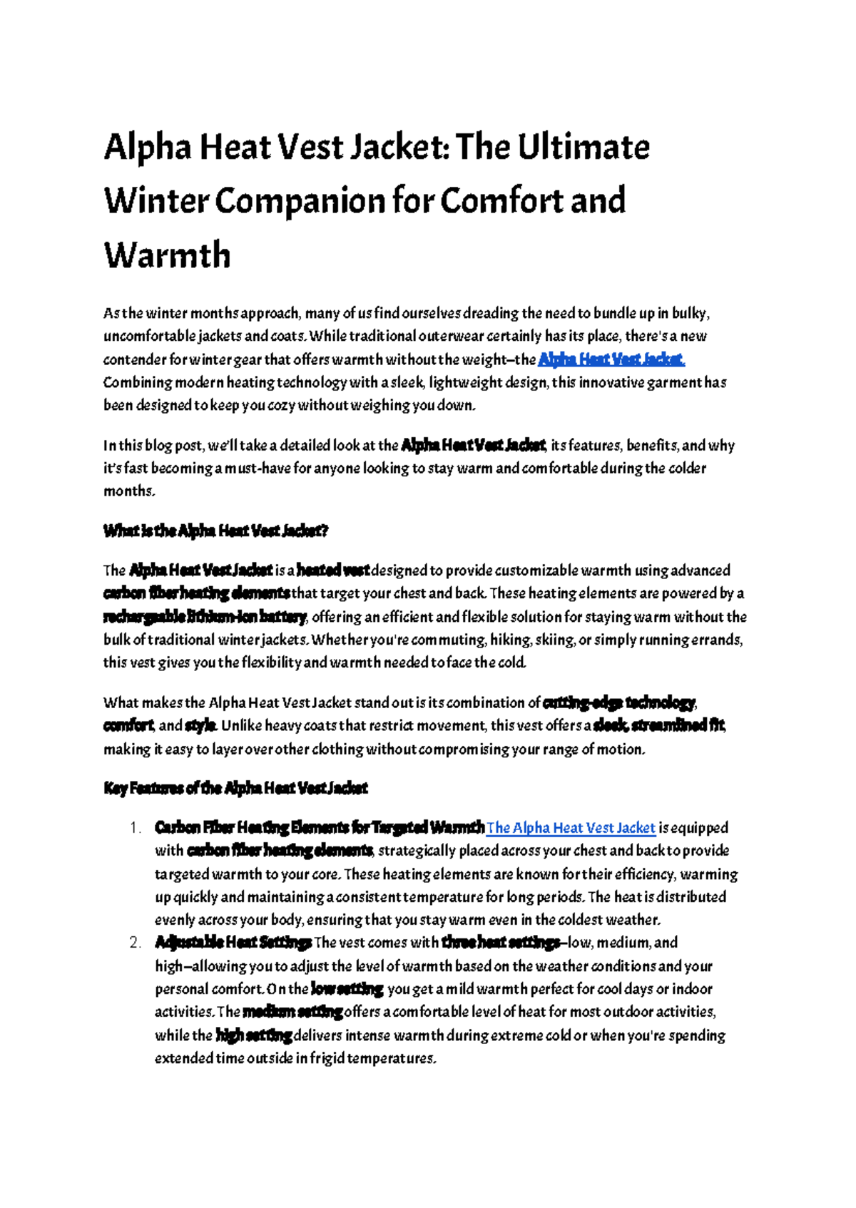 Alpha Heat Vest Jacket The Ultimate Winter Companion for Comfort and ...