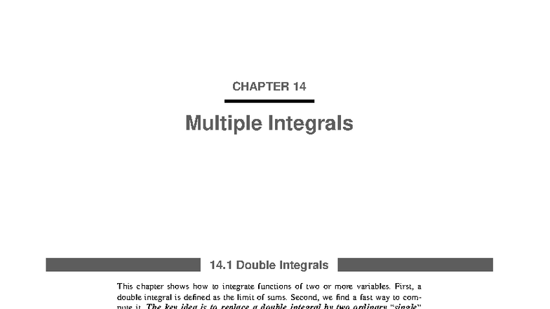 CH14 Multiple Integrals: Understanding Double Integrals - Studocu