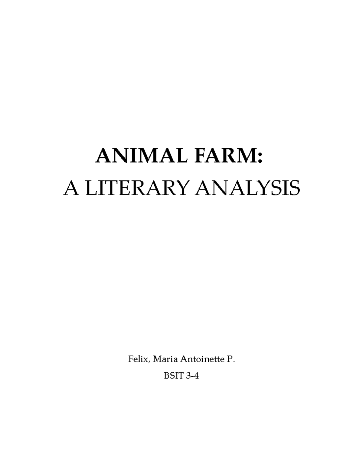 412180039 Animal Farm: Literary Analysis and Political Themes - Studocu