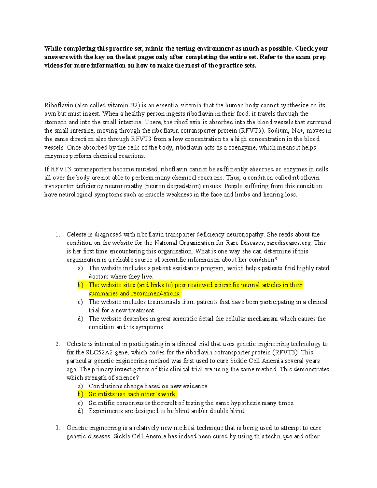 BIOL113 Practice Set 1 lectures 1-7 - While completing this practice ...