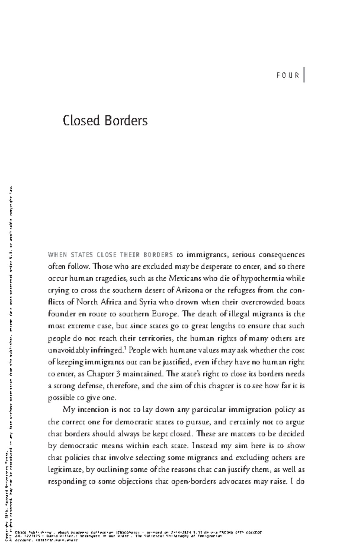 David Miller 2016 Chapter Four: Justifying Closed Borders in ...