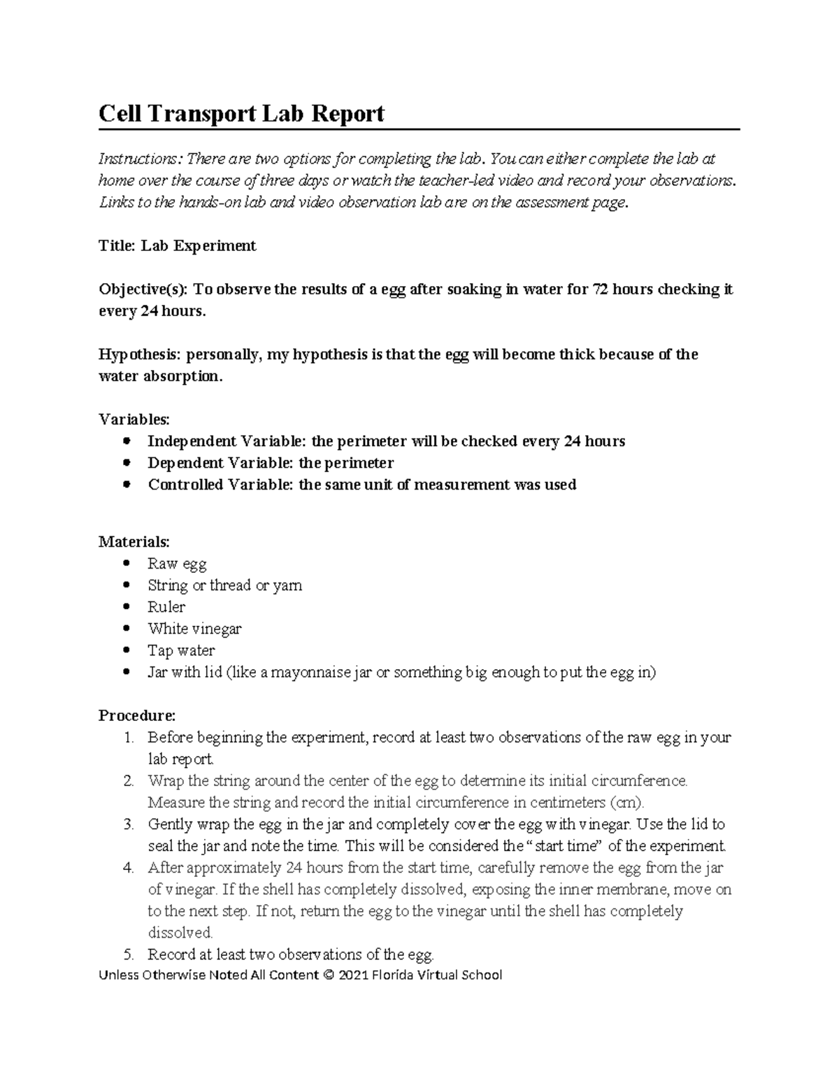 02 04 cell transport lab report - Cell Transport Lab Report ...