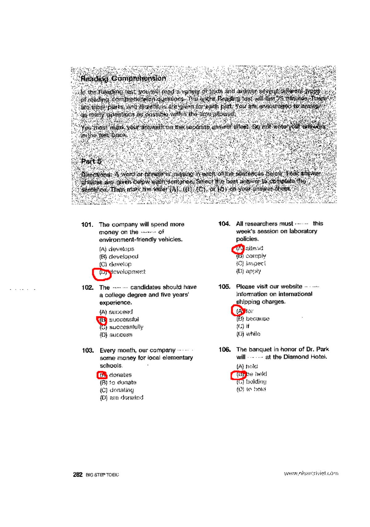 BIG STEP TOEIC 1 - Self Study - Reading Comprehension Part 5 - Studocu