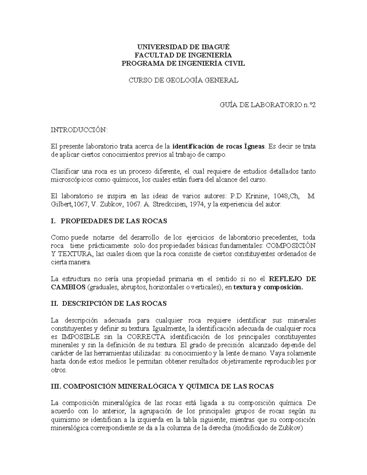 Guía de Laboratorio: Identificación de Rocas Ígneas - GGGG - Studocu