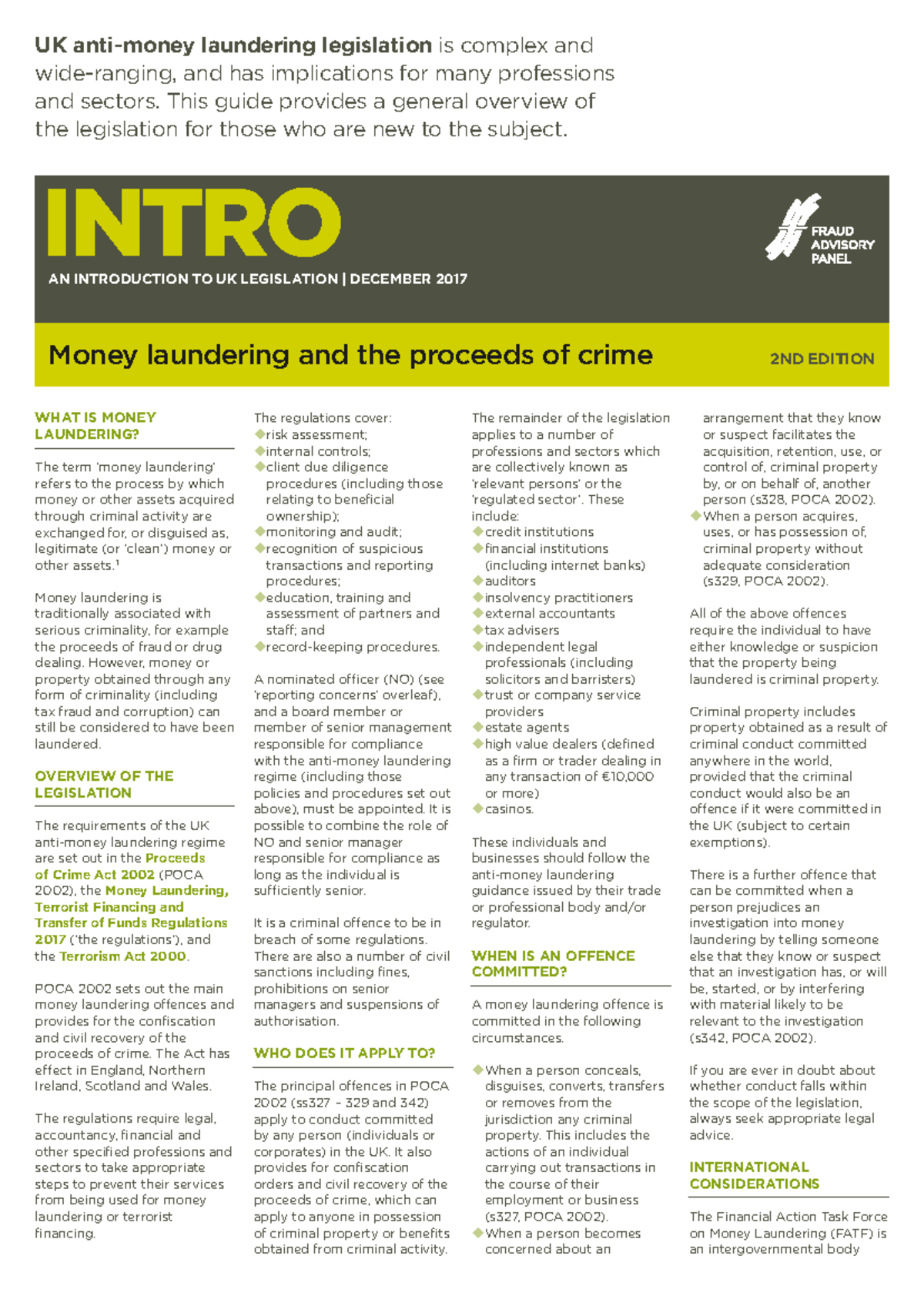 AML Update: Overview of UK Money Laundering Legislation and ...