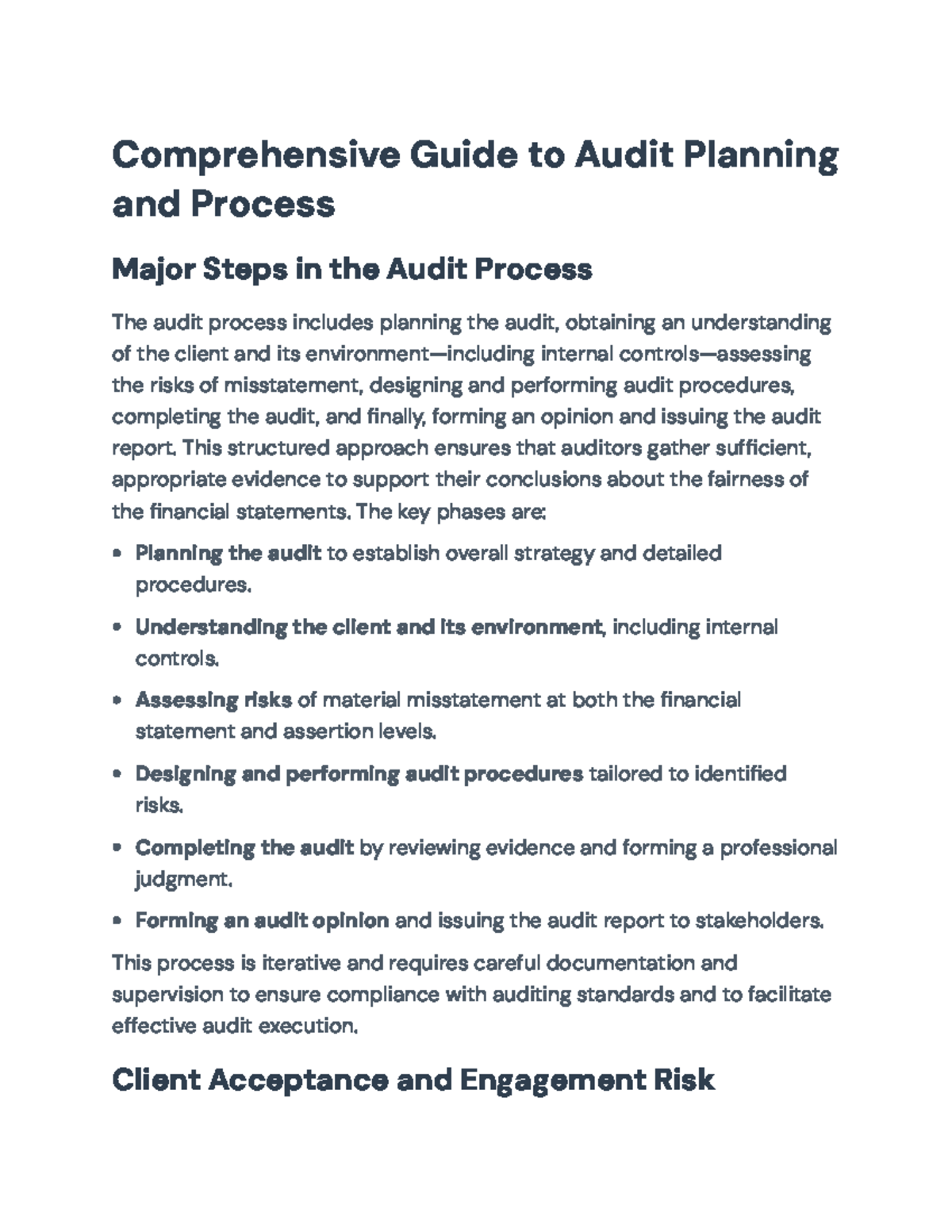 Comprehensive Guide to Audit Planning & Execution Process (ACCT 301 ...