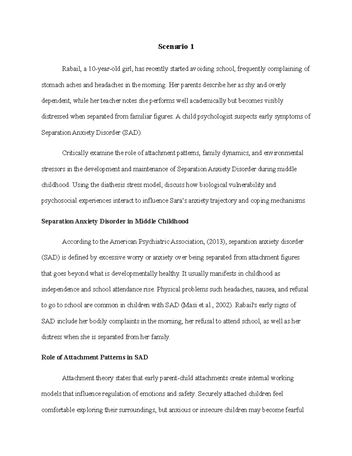 Understanding Cognitive Theories: Separation Anxiety Disorder in Middle ...